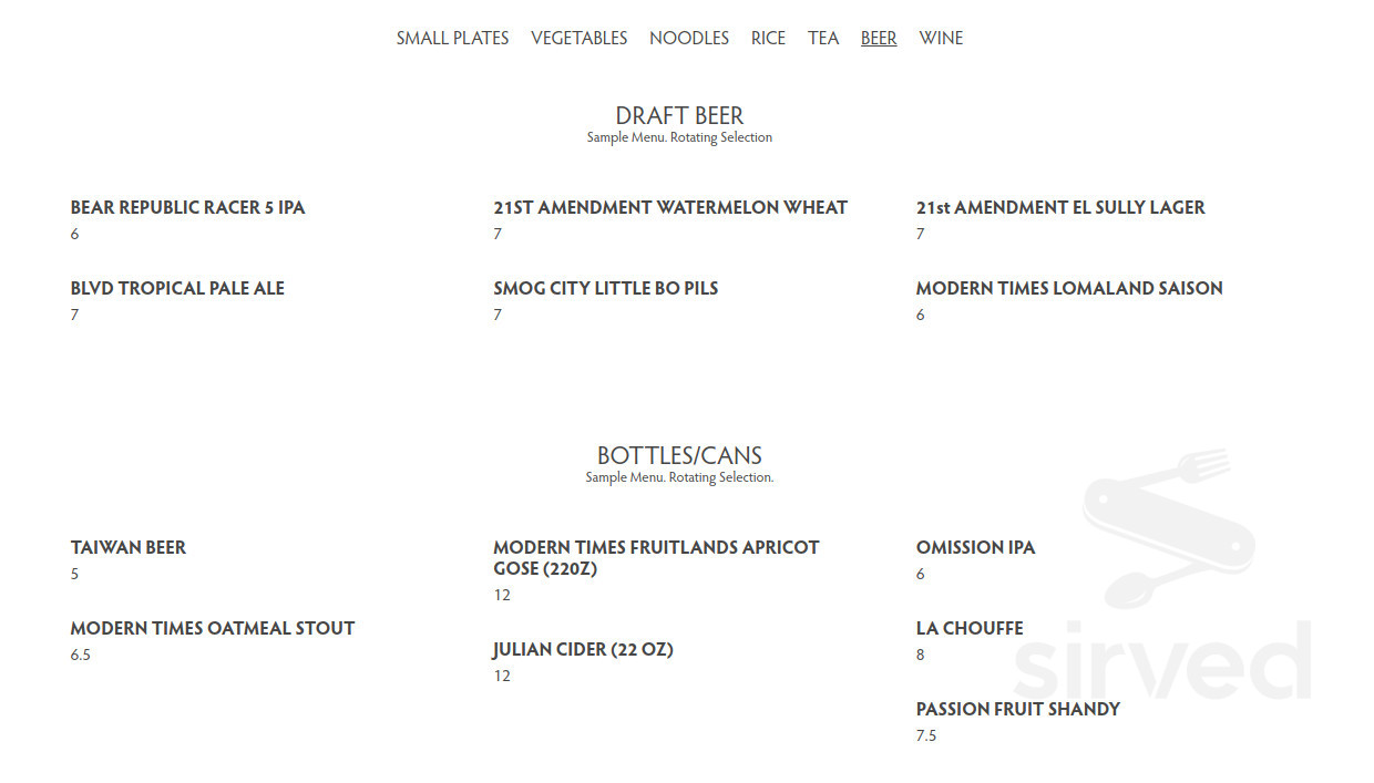 Pine and Crane Silverlake menus in Los Angeles, California, United States