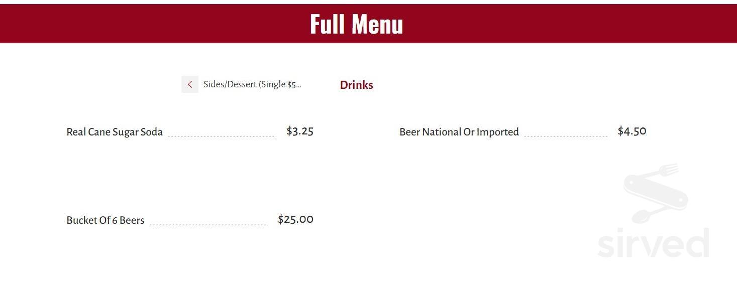 Spirit of Texas Craft BBQ menu in San Bernardino, California, USA