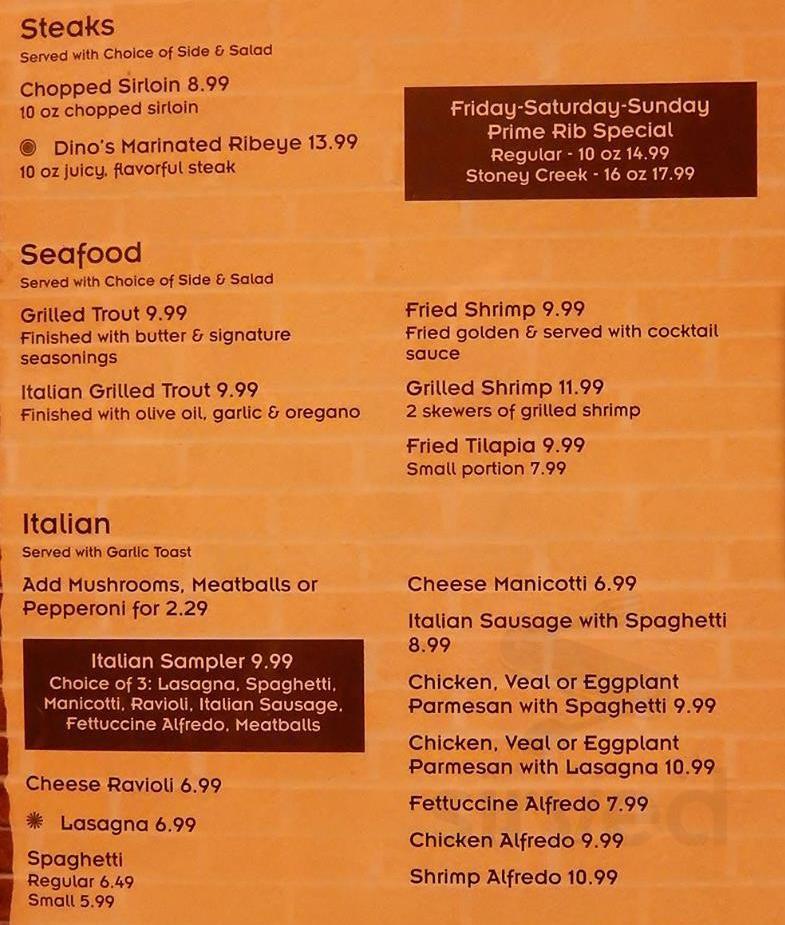 Dino's Restaurant menus in Elizabethton, Tennessee, United States