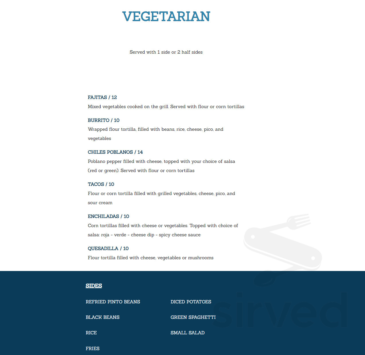 Menu - Champaign IL's La Bahía Grill | Sirved