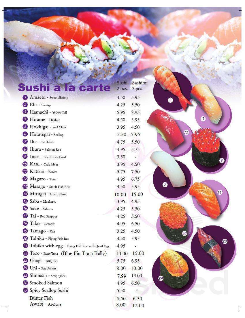 Fukui Sushi menu in Toronto, Ontario, Canada