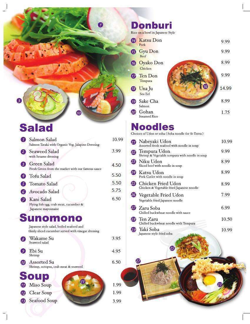 Fukui Sushi menu in Toronto, Ontario, Canada