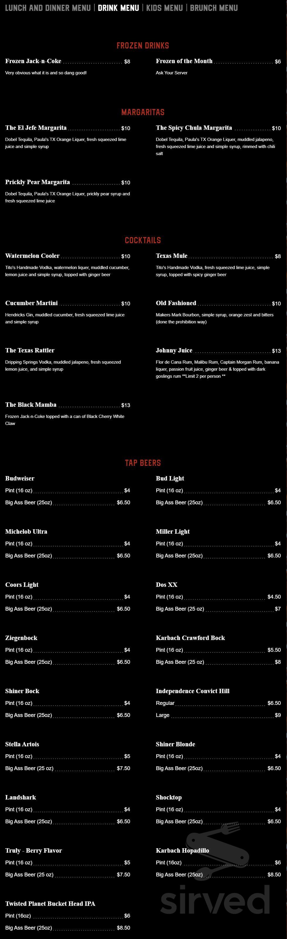 Menu - La Grange TX's Jay Dee’z Sports Grill | Sirved