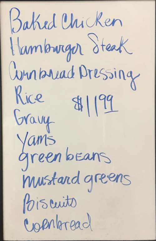 The Cafe menu in Vidalia, Louisiana, USA