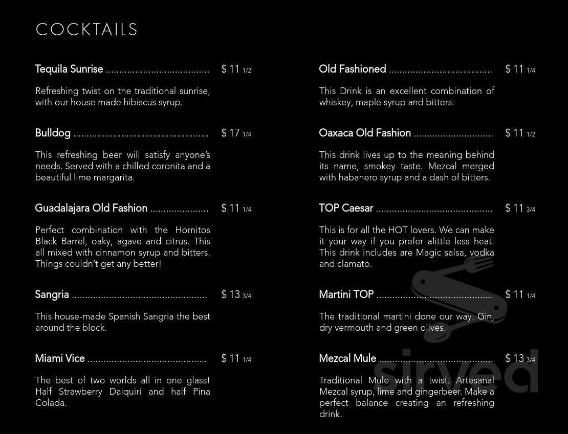 Menu for The Other Place by La Patrona in Sherwood Park, AB | Sirved