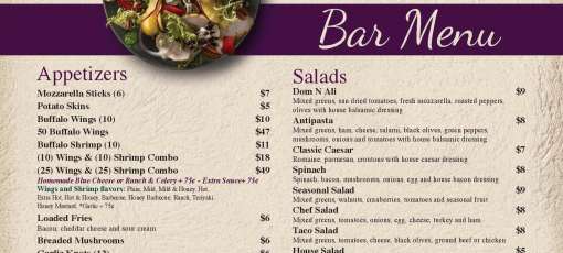 Menu for Dom N Ali in Jim Thorpe, PA | Sirved