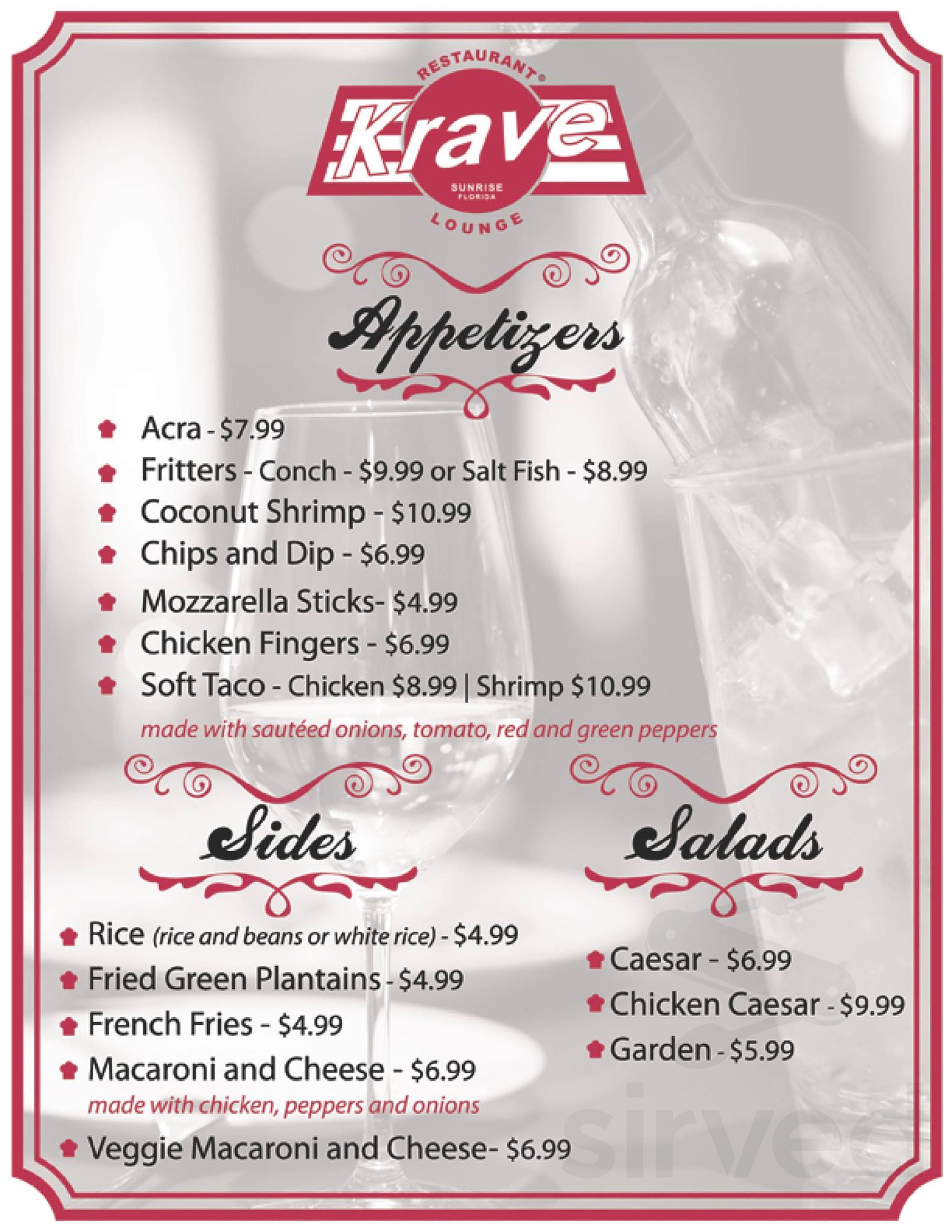 Krave | Lounge and Restaurant menus in Sunrise, Florida, United States
