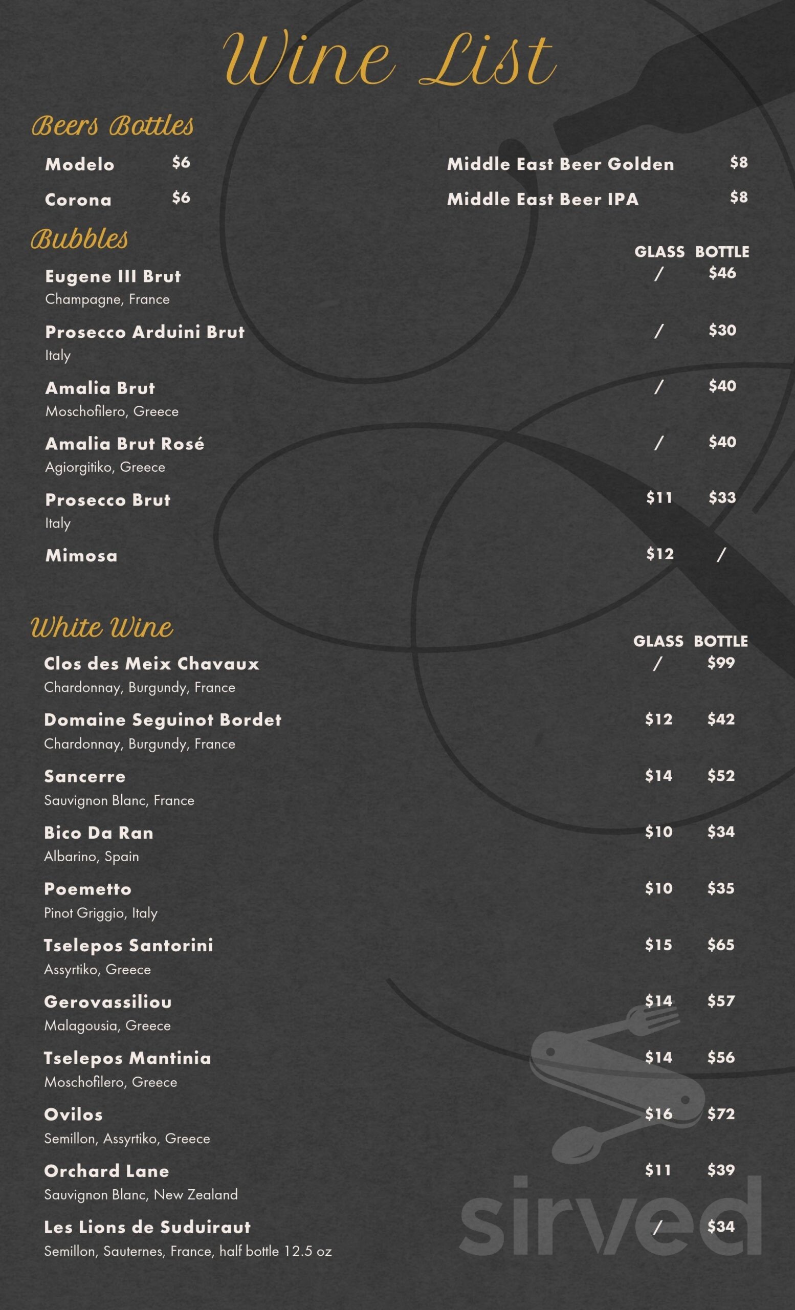 KALIMERA menu in South Miami, Florida, USA