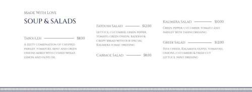 KALIMERA menu in South Miami, Florida, USA