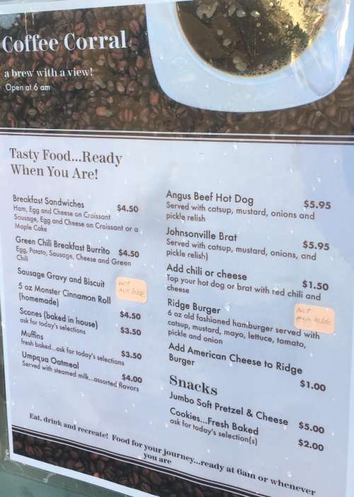 Coffee Corral menu in Centennial, Wyoming, USA