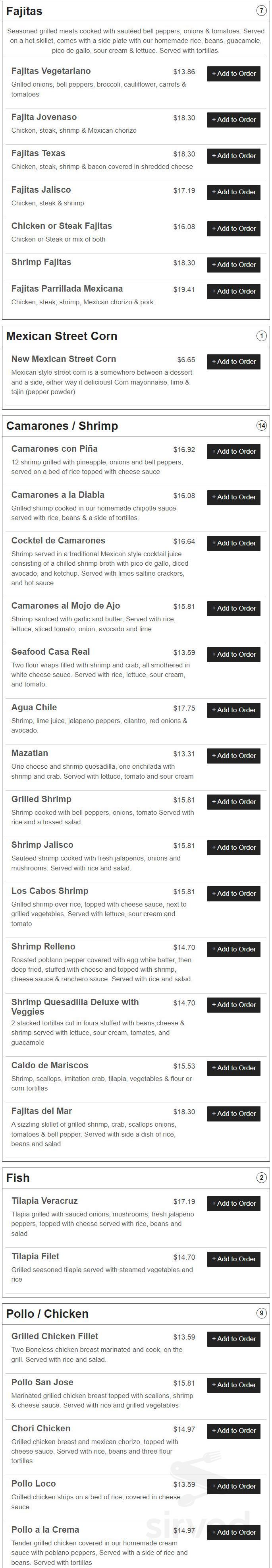 Menu - Phillips WI's El Jovenaso 3 Mexican Restaurant | Sirved