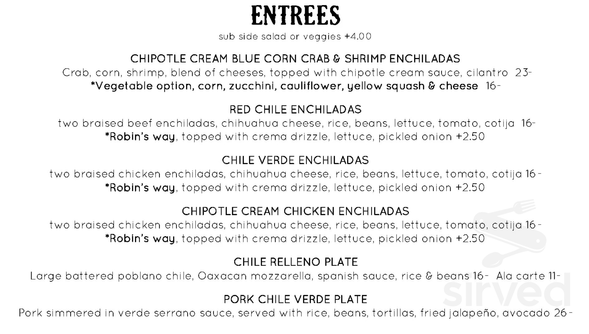 Chicali Cantina menu in Welches, Oregon, USA
