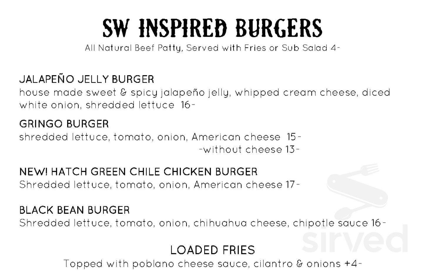 Chicali Cantina menu in Welches, Oregon, USA