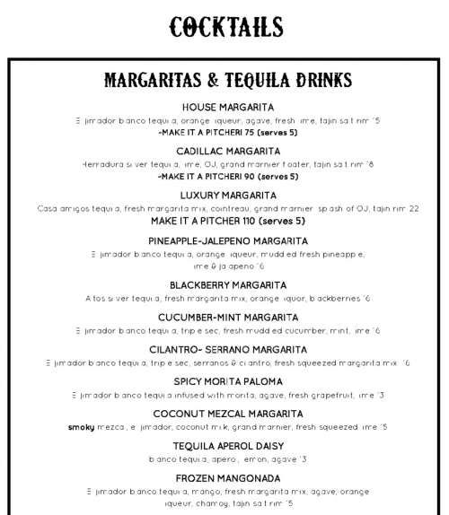 Chicali Cantina menu in Welches, Oregon, USA