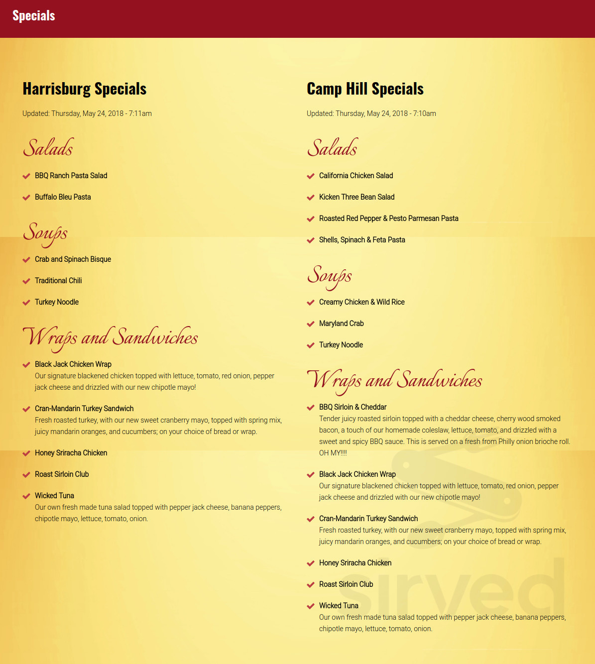 Simply Turkey & More menu in Harrisburg, Pennsylvania, USA