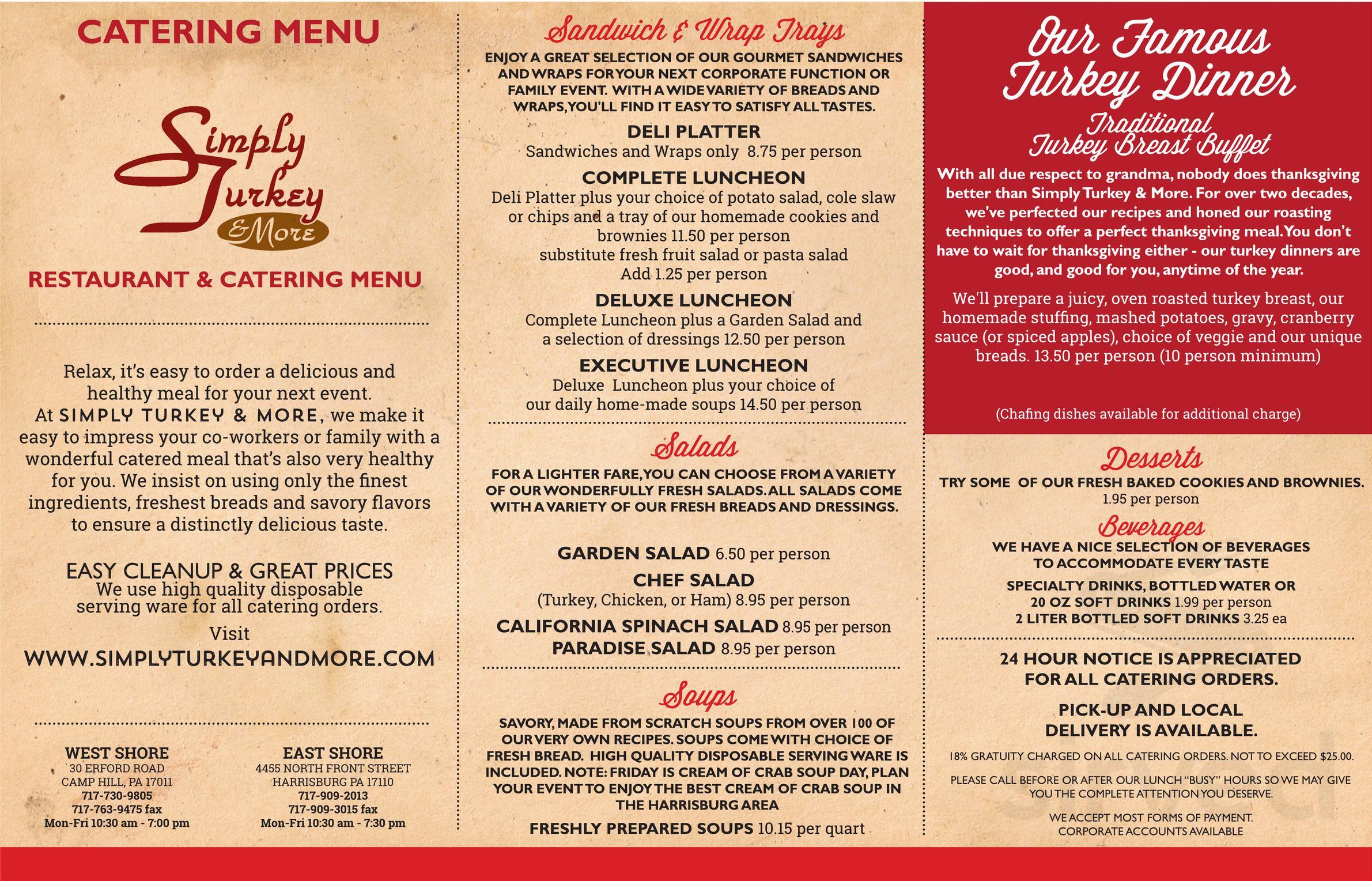 Simply Turkey & More menus in Harrisburg, Pennsylvania, United States