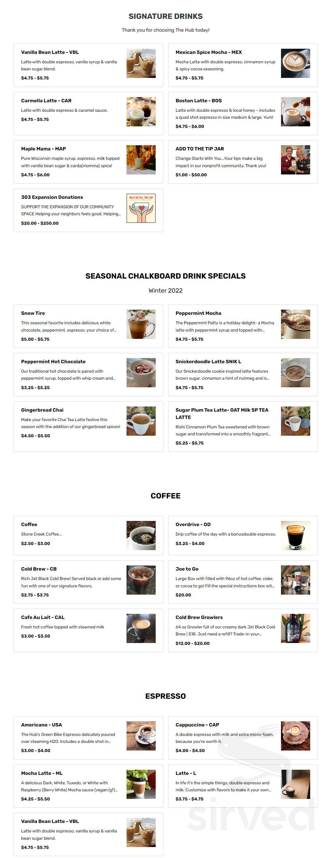 The Hub - Social Good Brews menus in West Bend, Wisconsin, United States