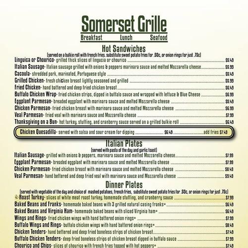 Somerset Grille menu in Somerset, Massachusetts, USA