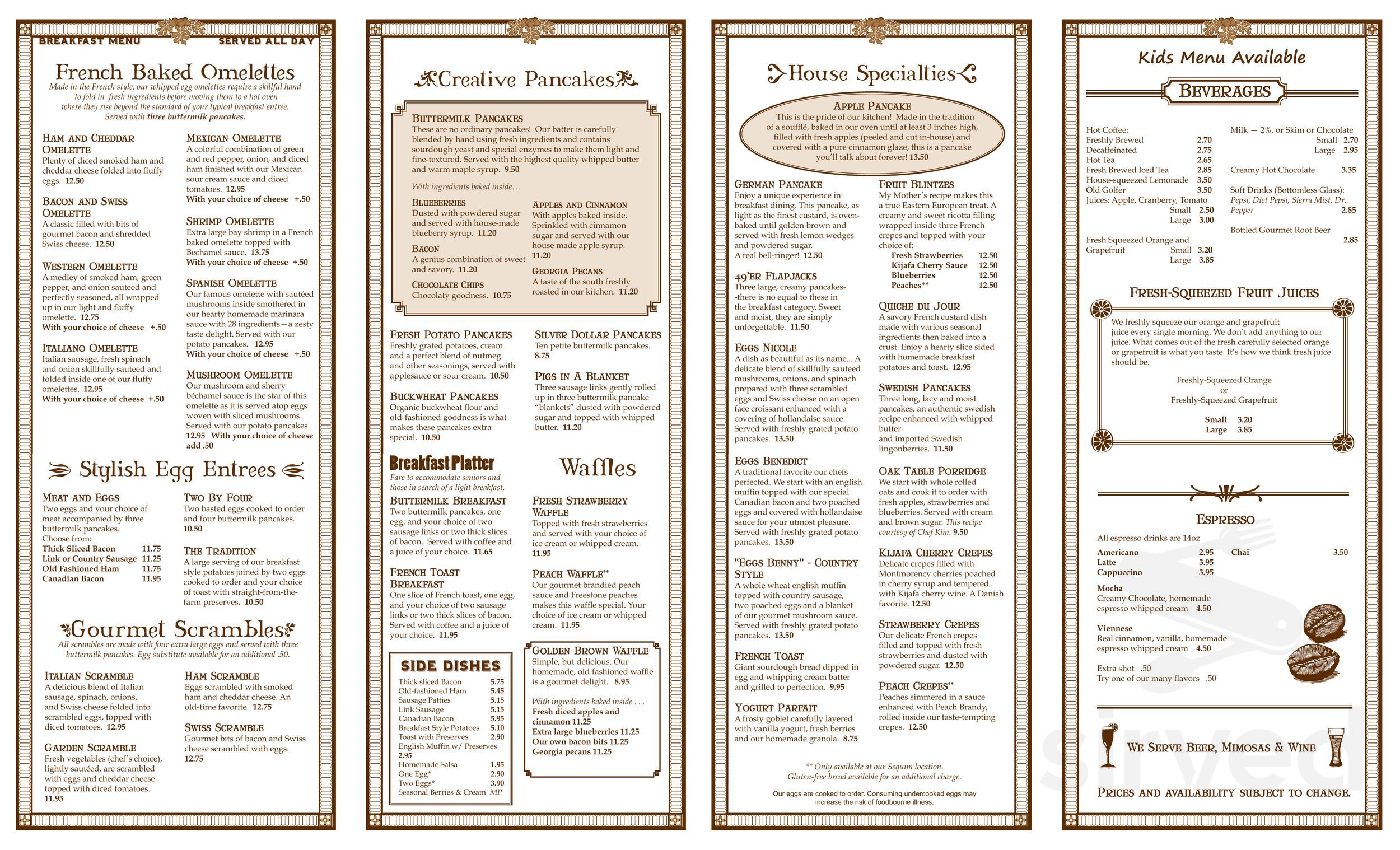 The Oak Table Cafe Menus In Silverdale Washington United States The Oak Table Cafe Menus In Silverdale Washington United States