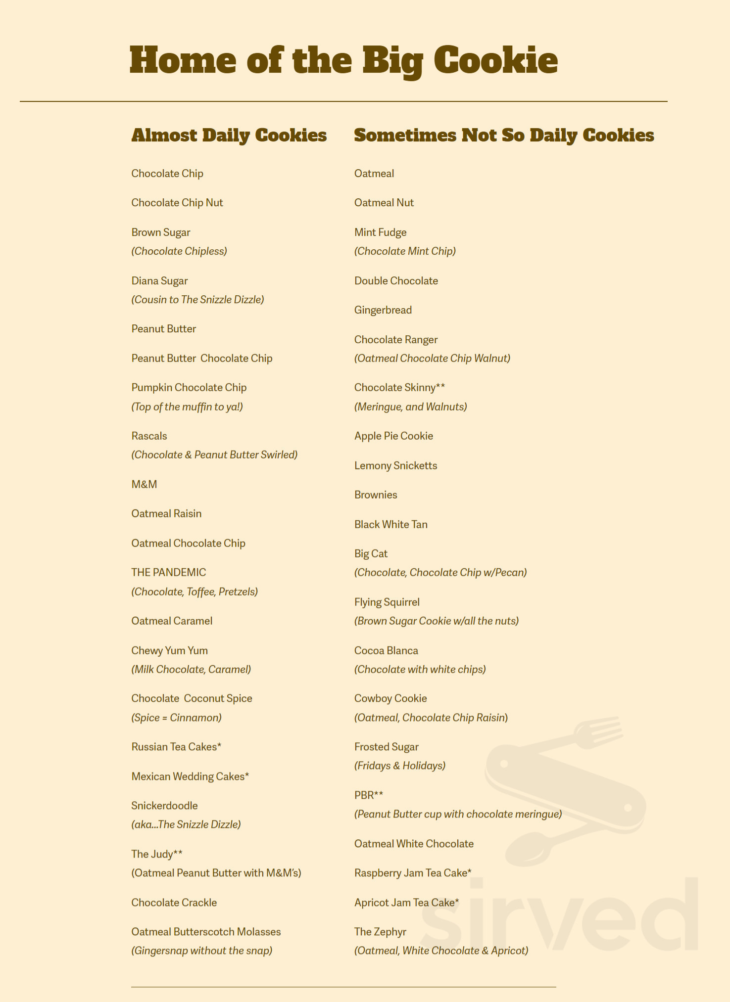 Menu for Cookie Shoppe in Chico, CA | Sirved