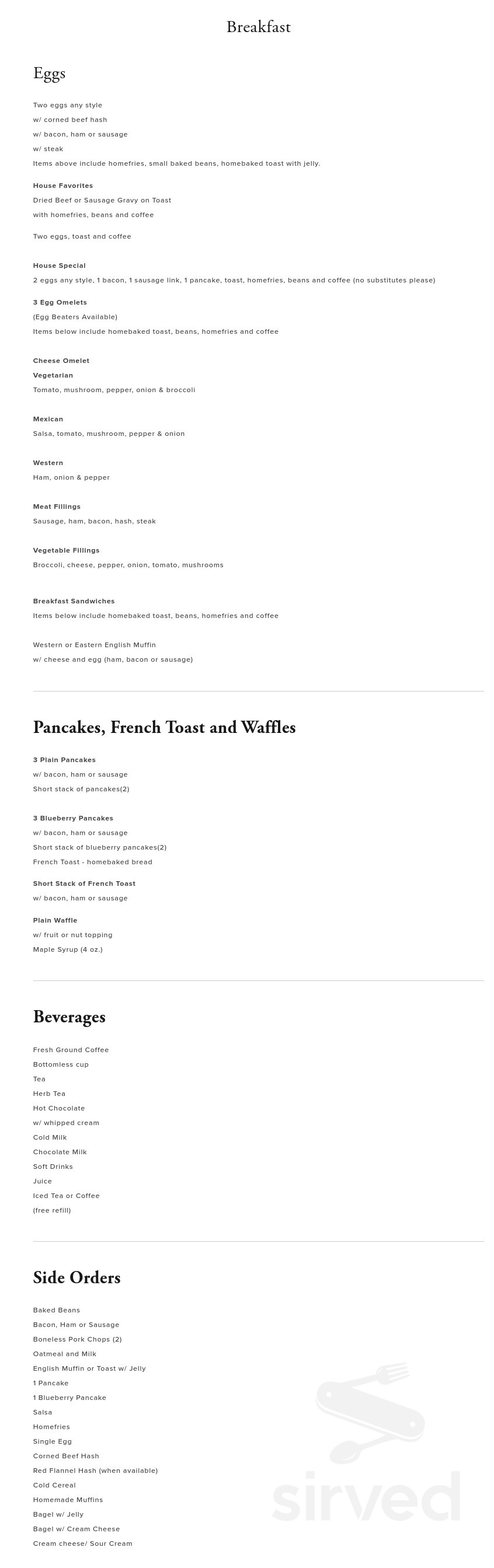 George's Diner menus in Meredith, New Hampshire, United States