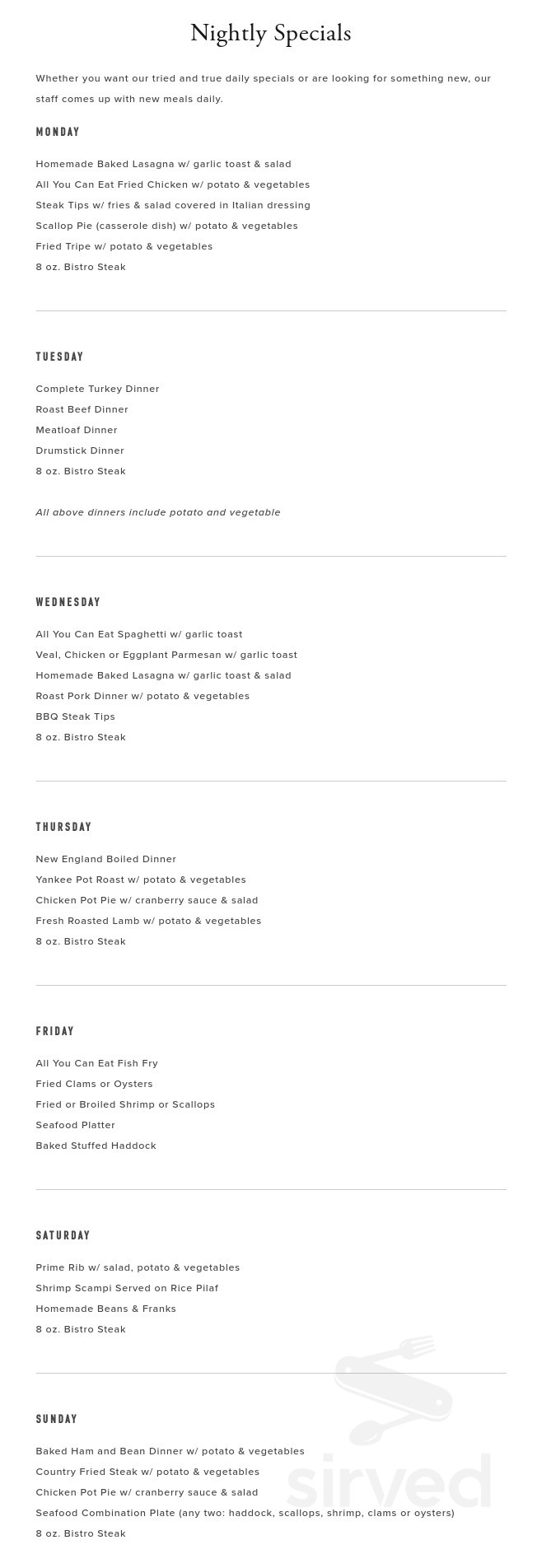 George's Diner menus in Meredith, New Hampshire, United States