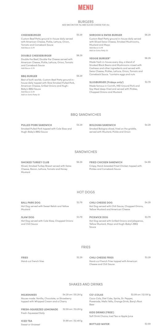 Hugh Baby's menu in Morgantown, West Virginia, USA