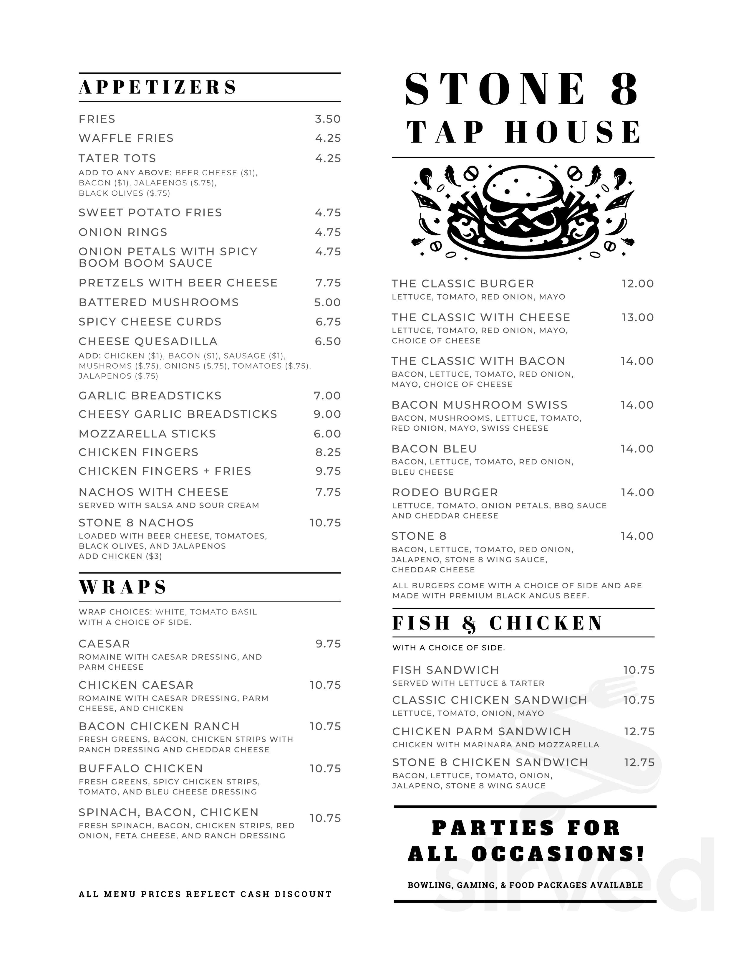 Stone 8 Tap House menu in Clyde, New York, USA