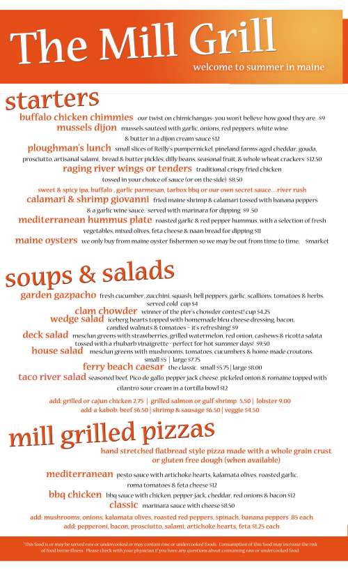 Run of the Mill Public House & Brewery menu in Saco, Maine, USA