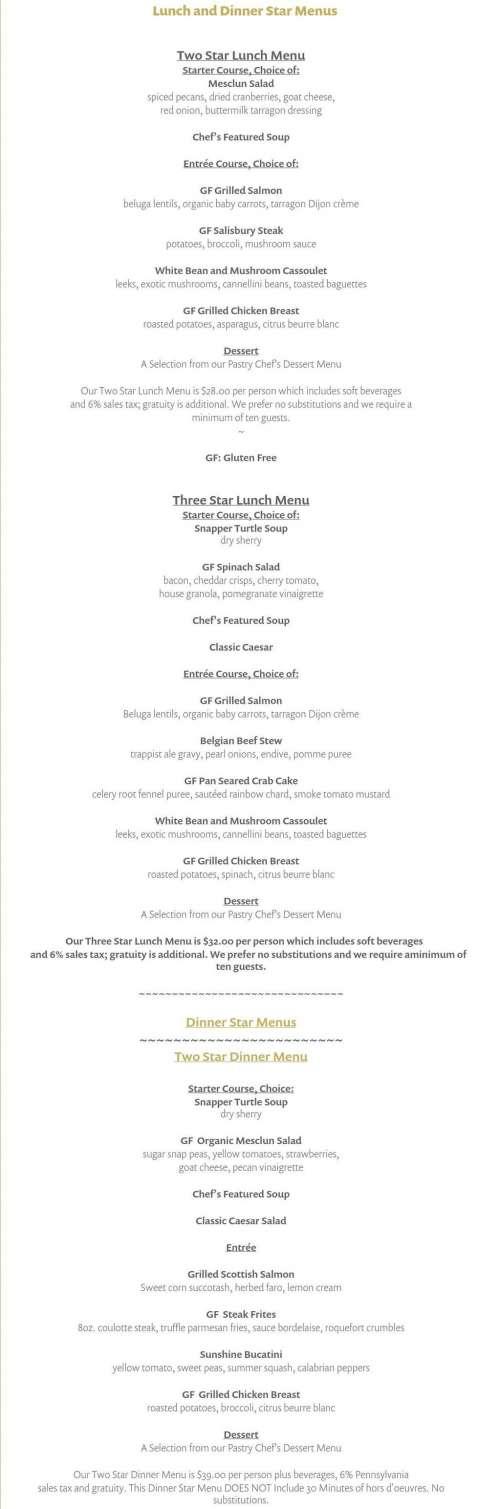 General Warren menu in Malvern, Pennsylvania, USA