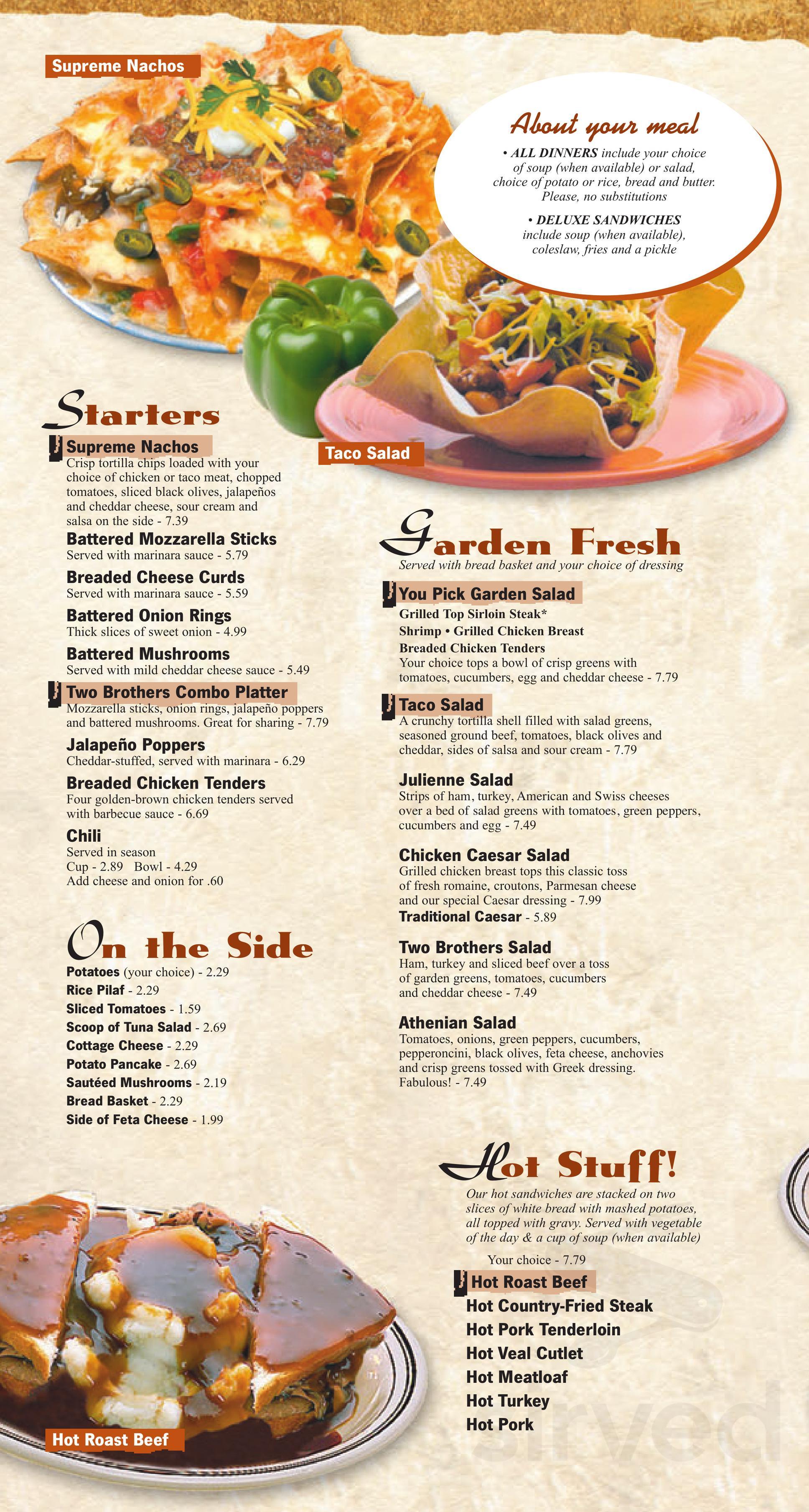 Two Brothers Family Restaurant menu in Oshkosh, Wisconsin, USA