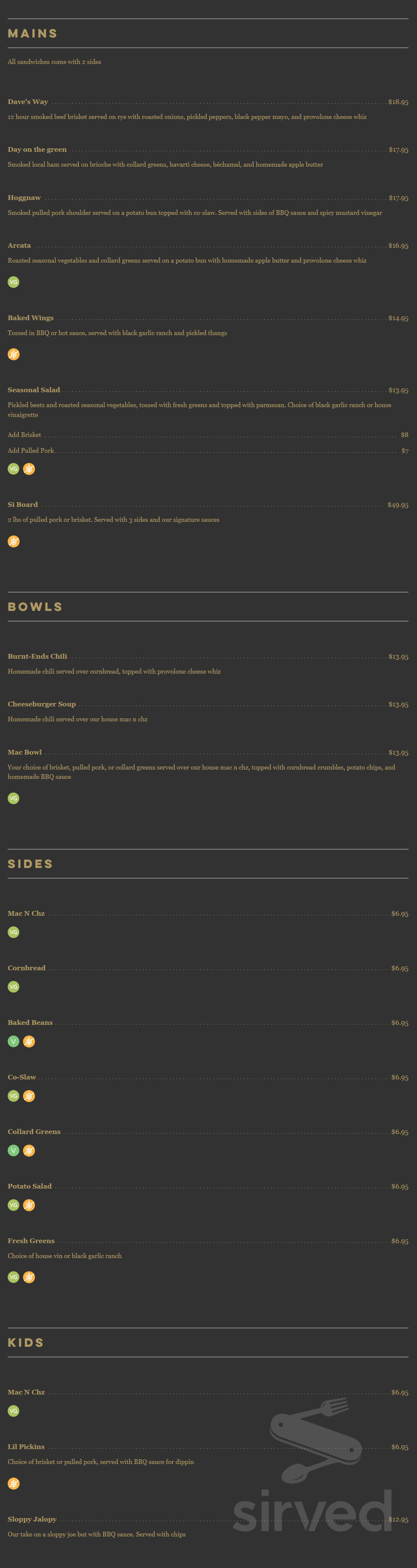 Buckshot Honey menu in Snoqualmie, Washington, USA