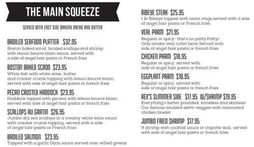 Rex's Pasta menu in Cortland, New York, USA