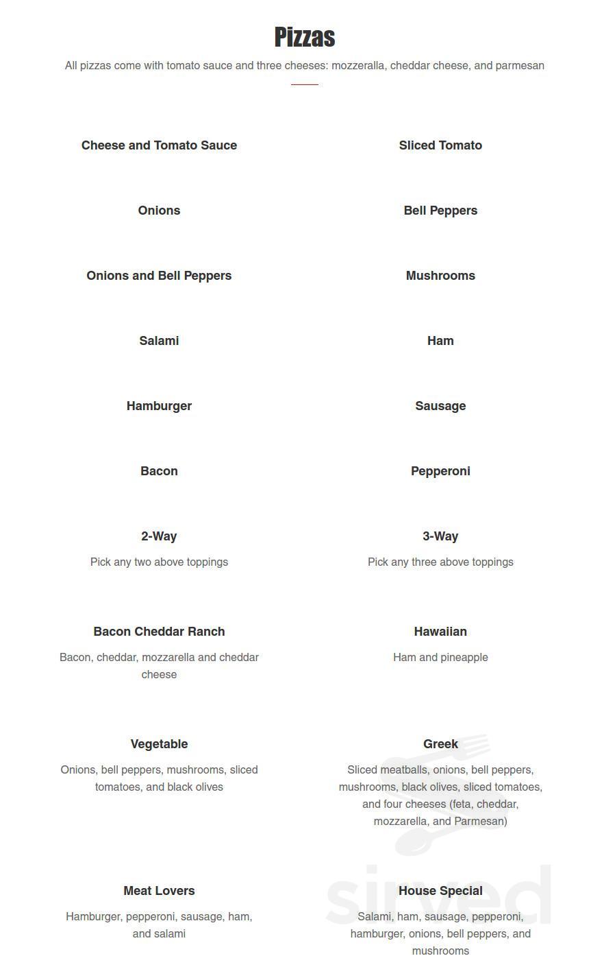 Menu for Tony's Famous Pizza in Georgetown, SC | Sirved