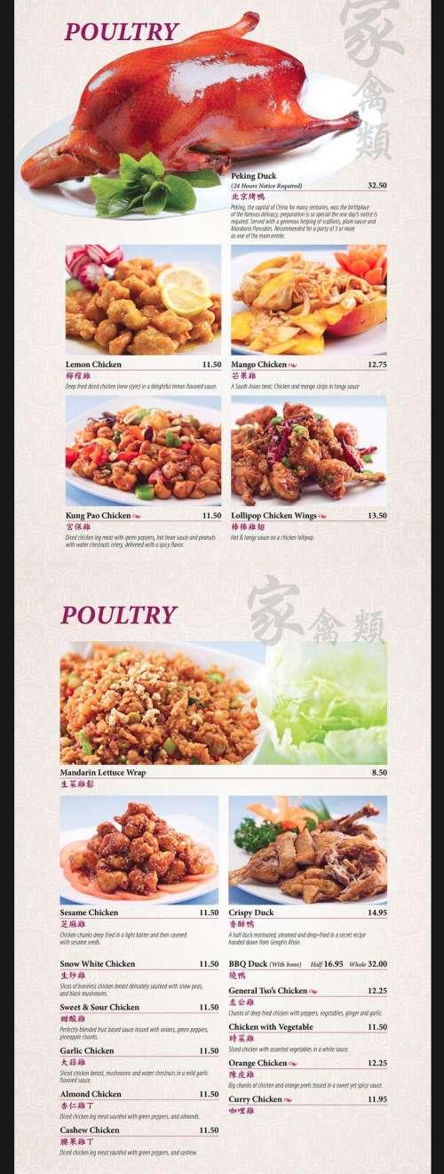 Yu's Mandarin menu in Westmont, Illinois, USA