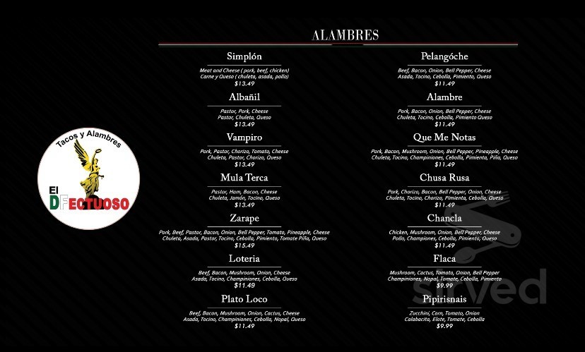 EL DFectuoso menu in Moreno Valley, California, USA