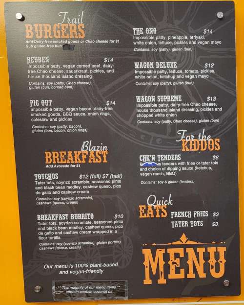 The Wagon menu in Portland, Oregon, USA