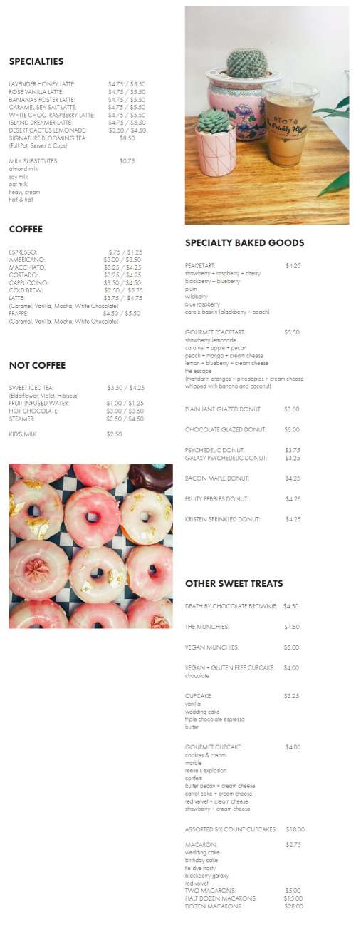 The Prickly Hippie menu in Ridgeland, Mississippi, USA