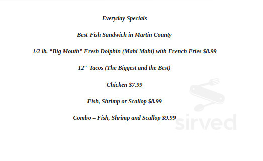 Basin Seafood & Fresh Fish Market menus in Stuart, Florida, United States