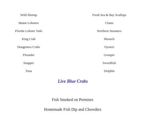 Basin Seafood & Fresh Fish Market menu in Stuart, Florida, USA