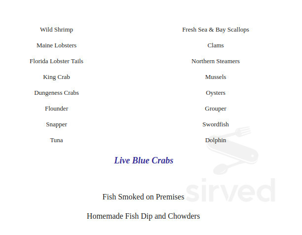 Basin Seafood & Fresh Fish Market menus in Stuart, Florida, United States