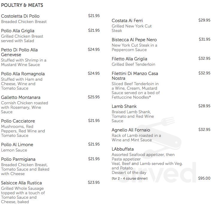 Buon Giorno Ristorante Italiano menus in Calgary, Alberta, Canada