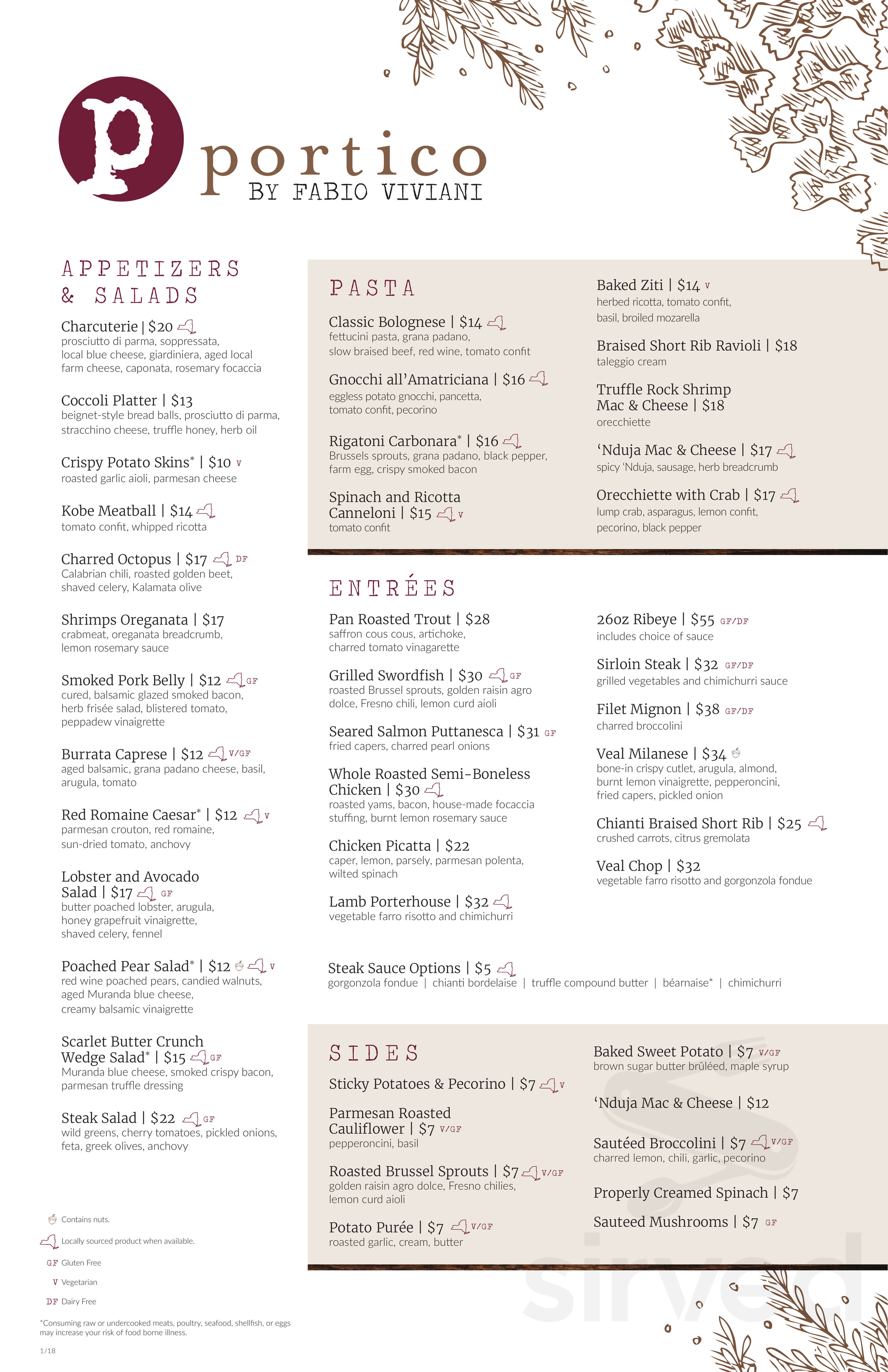 Menu - Waterloo NY's Portico at del Lago Resort and Casino | Sirved