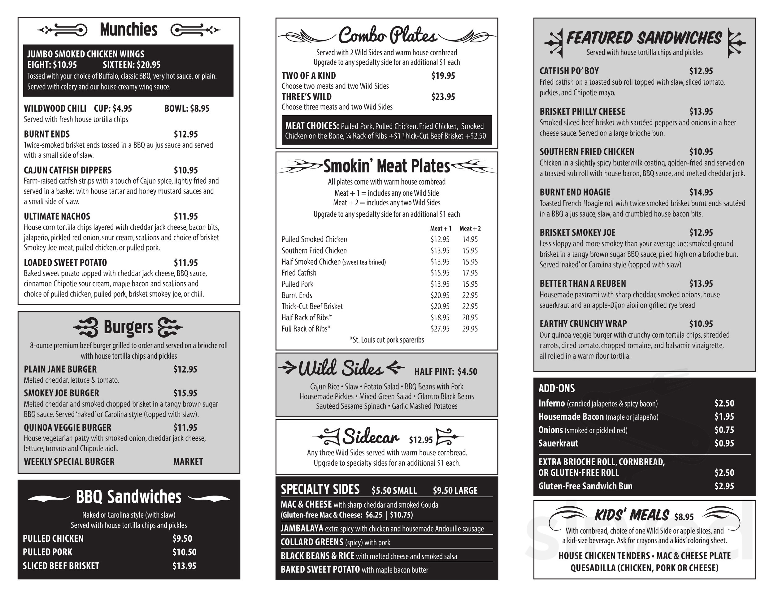 Menu - Hadley MA's Wildwood Barbeque | Sirved