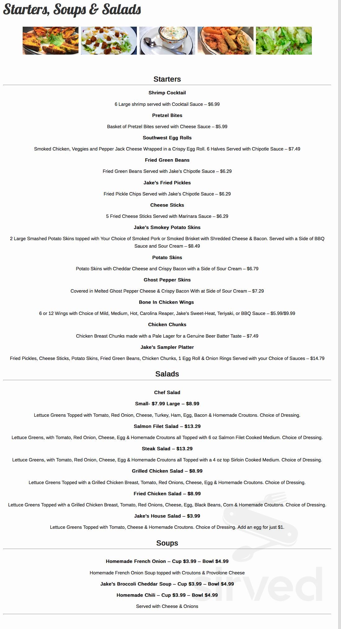 Buckeye Jake's Eatery menu in West Alexandria, Ohio, USA