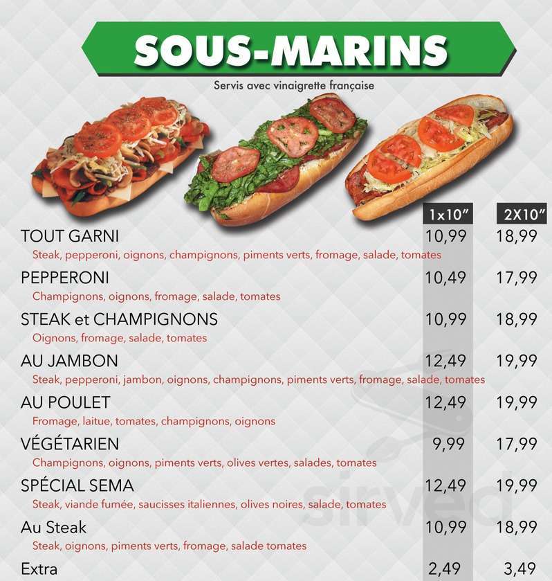 Sema Pizza - Sorel-Tracy menu in Sorel-Tracy, Quebec J3R 1K9, Canada