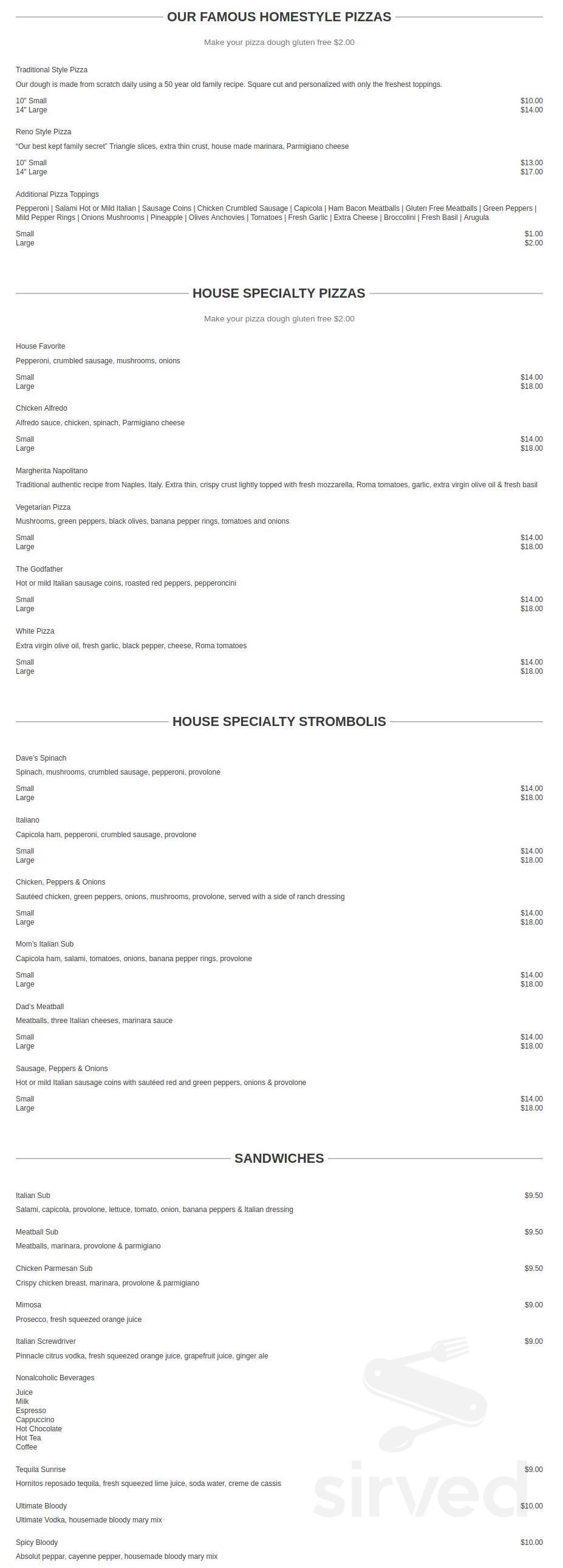 Giammarco's Italian Restaurant menu in Westerville, Ohio, USA