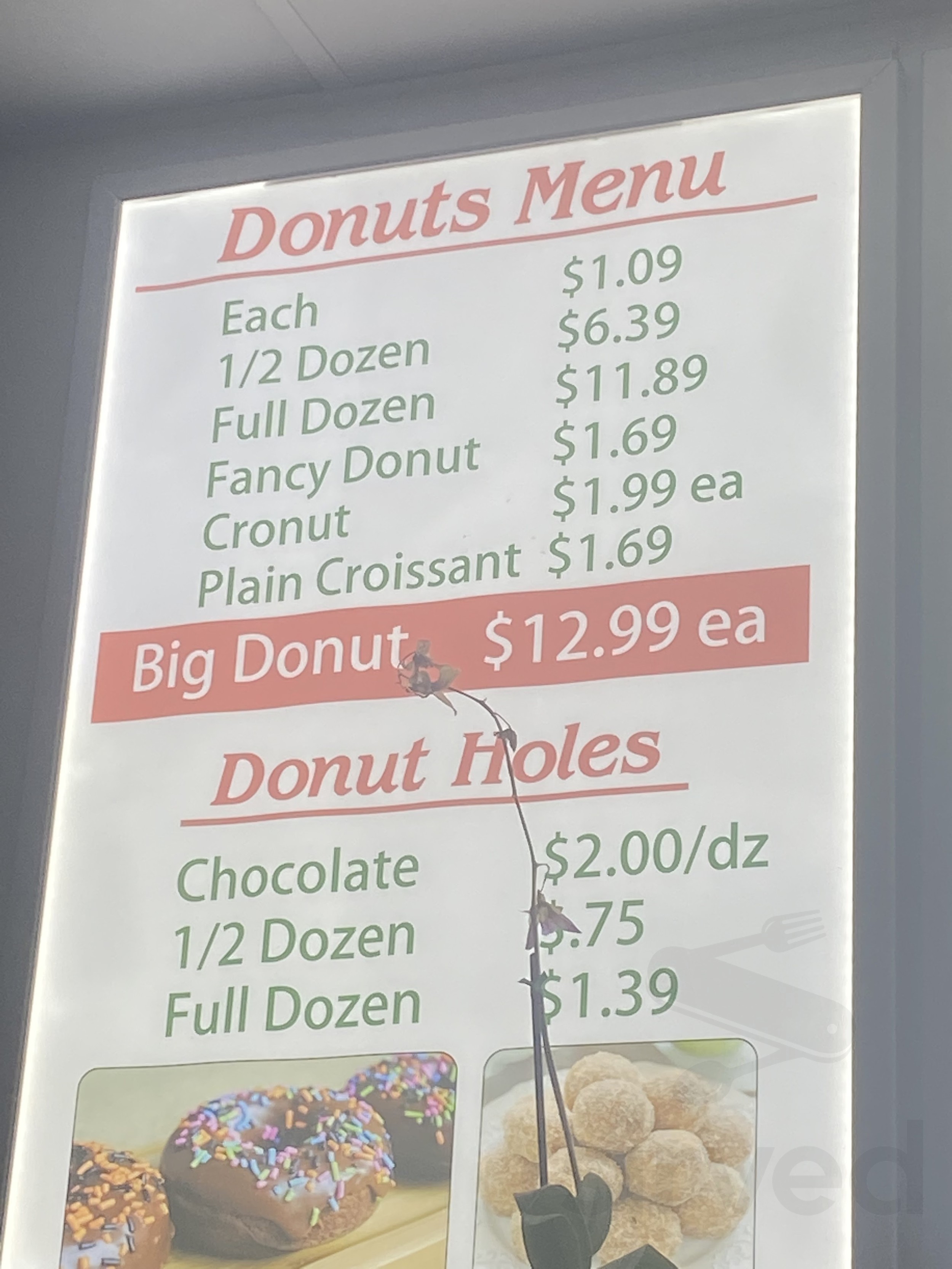 Sunrise Donuts menu in Laveen Village, Arizona, USA