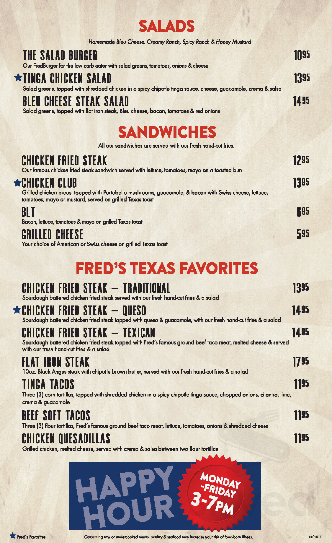 Fred's Texas Cafe - Western Center menu in Fort Worth, Texas, USA