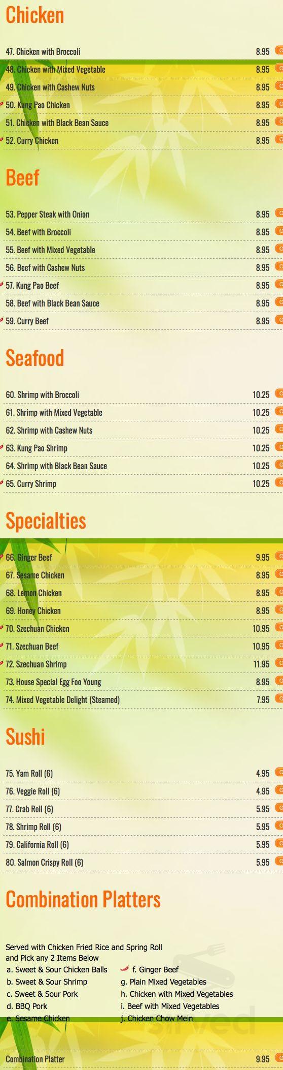 Panda King Buffet & Sushi menu in Westlock, Alberta, Canada